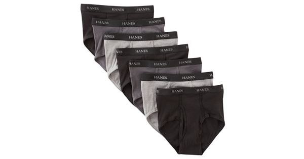 Mens Hanes Classics 7 Pk Full Cut Black Briefs