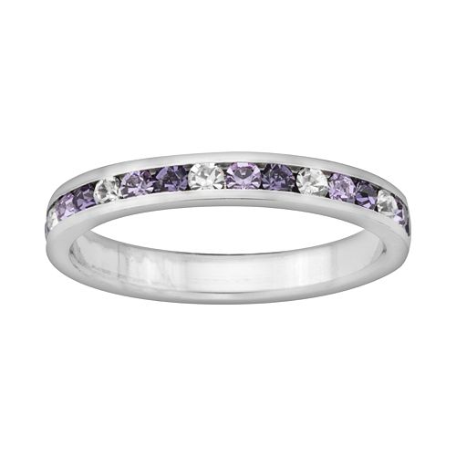 Sterling Silver Purple & White Crystal Eternity Ring