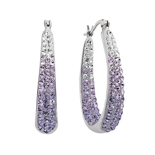Artistique Sterling Silver Crystal Ombre Hoop Earrings Made With