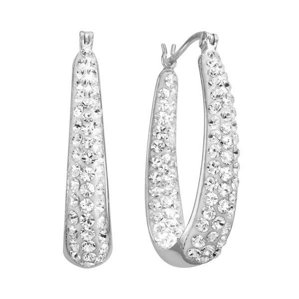 Artistique Sterling Silver Crystal U Hoop Earrings