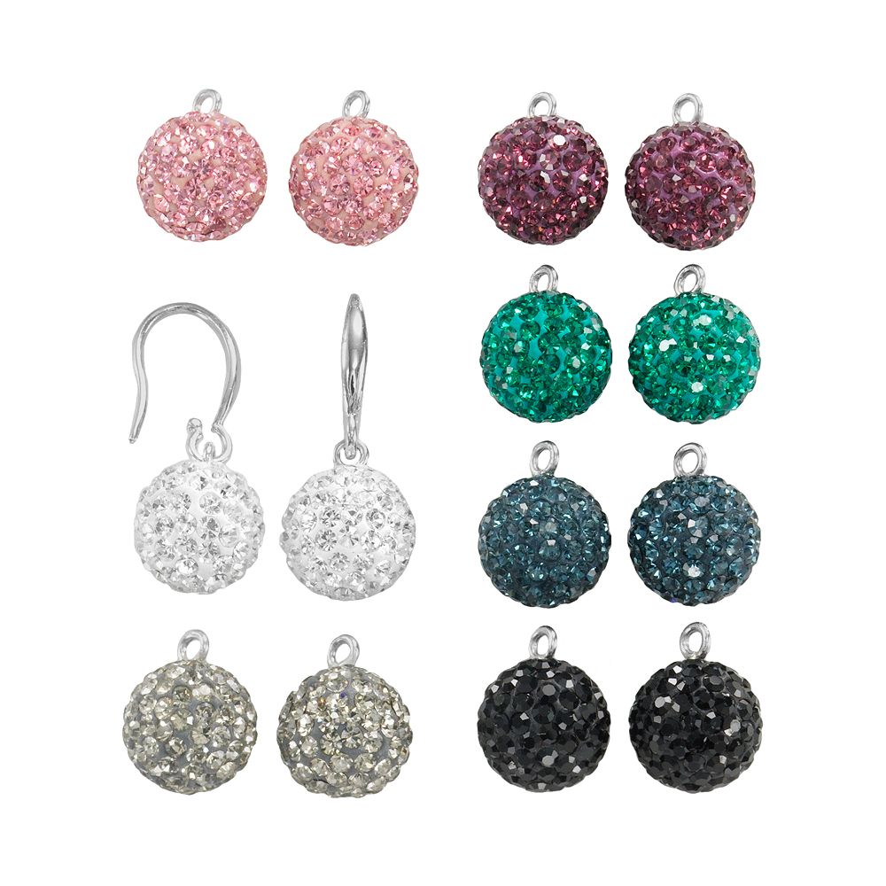 Oro Leoni Sterling Silver Crystal Interchangeable Drop Earring Set