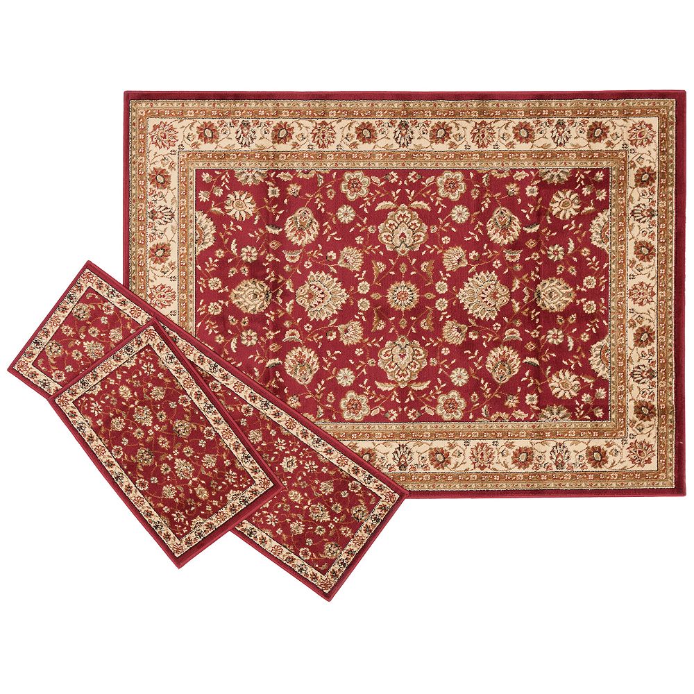 KHL Rugs Traditional Floral 3-pc. Rug Set - 5' x 7'