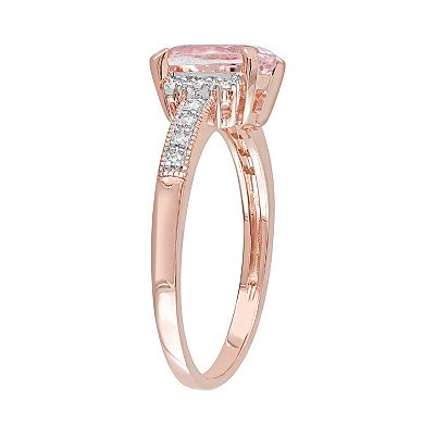 14k Rose Gold Over Sterling Silver 1 7 ct. T.W. Diamond Morganite Ring