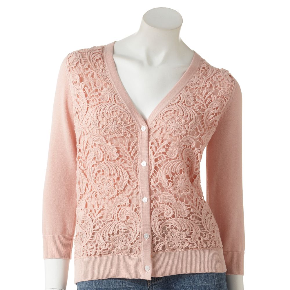 Women's Apt. 9® Crochet Overlay Cardigan