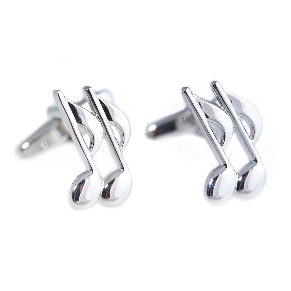 Rhodium-Plated Music Note Cuff Links