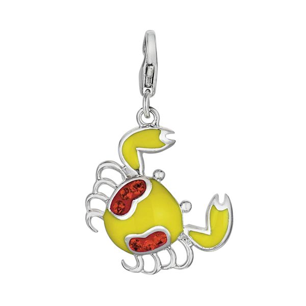 Sterling Silver Crystal Crab Charm