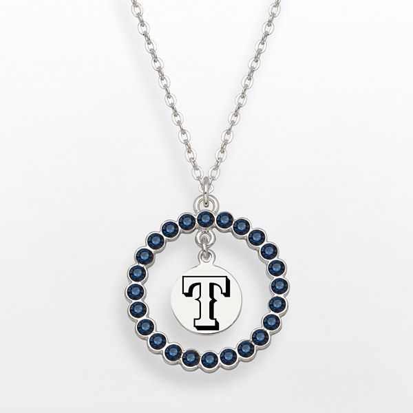LogoArt Texas Rangers Silver Tone Crystal Logo Charm Circle Pendant