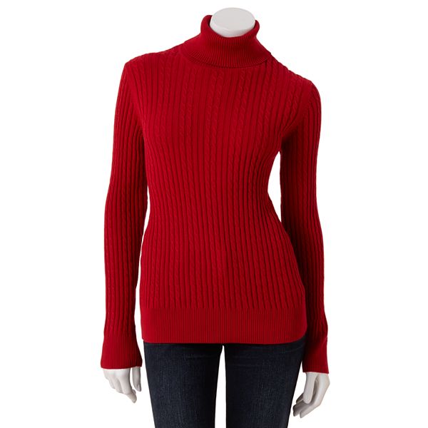 Womens Croft And Barrow® Cable Knit Turtleneck Sweater