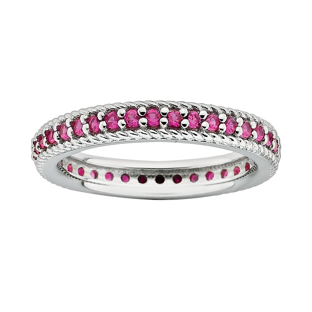 Stacks & Stones Sterling Silver Lab-Created Ruby Eternity Stack Ring