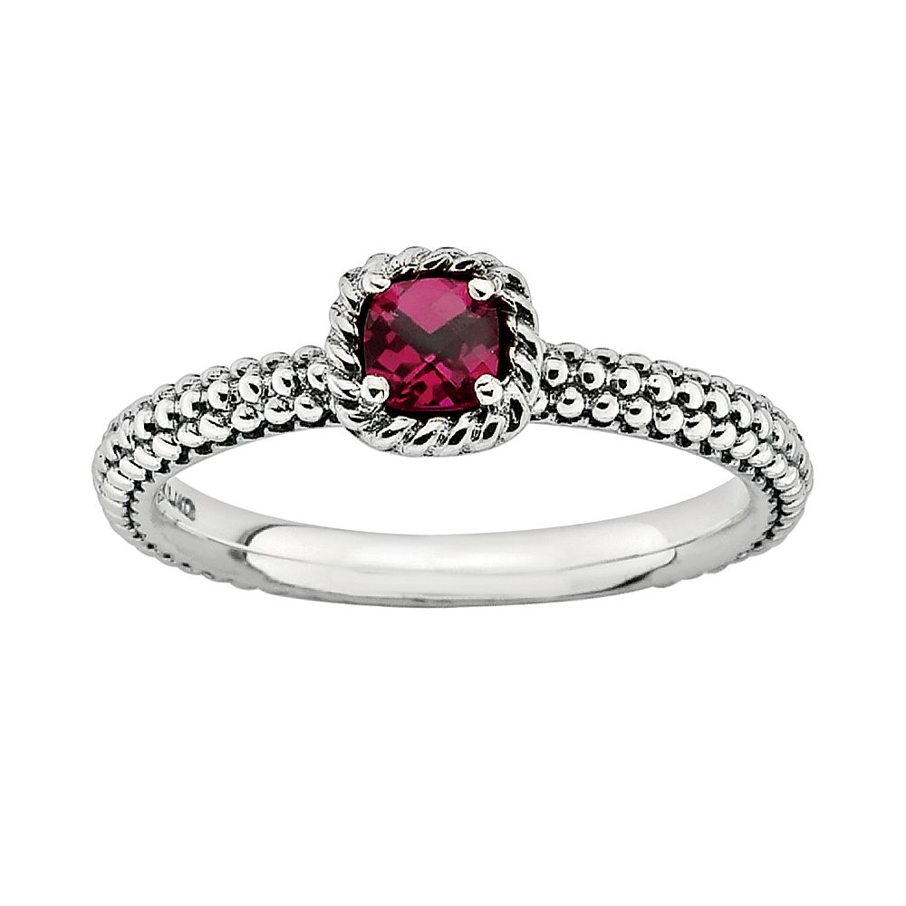 Stacks & Stones Sterling Silver Lab-Created Ruby Stack Ring