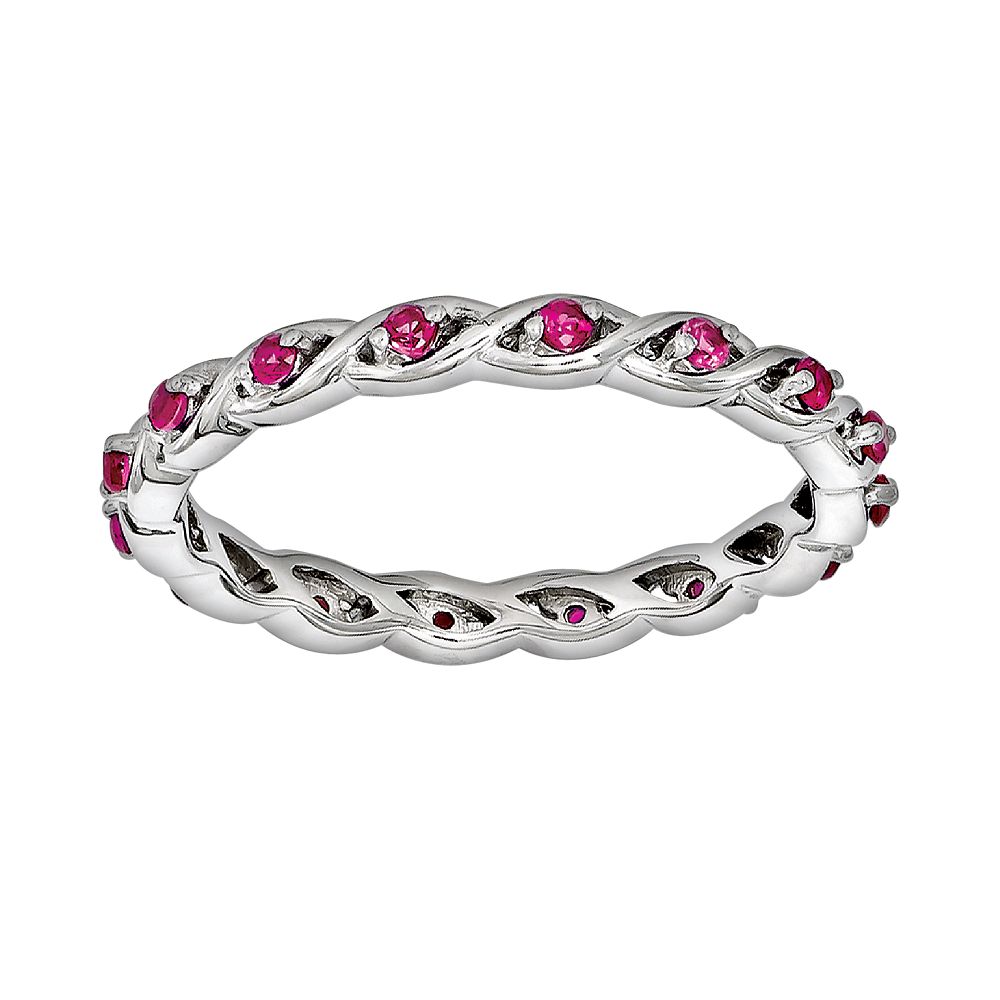 Stacks & Stones Sterling Silver Lab-Created Ruby Stack Ring
