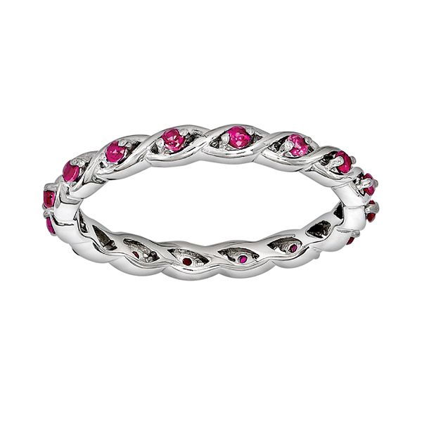 Stacks & Stones Sterling Silver Lab-Created Ruby Stack Ring
