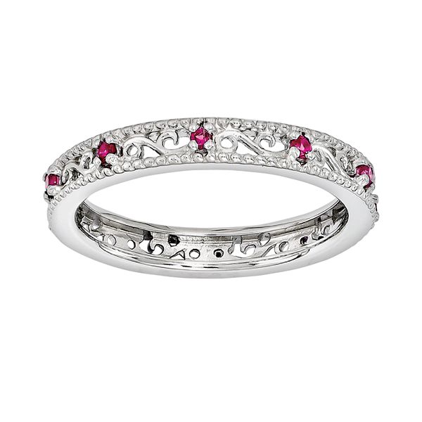 Stacks & Stones Sterling Silver Lab-Created Ruby Stack Ring