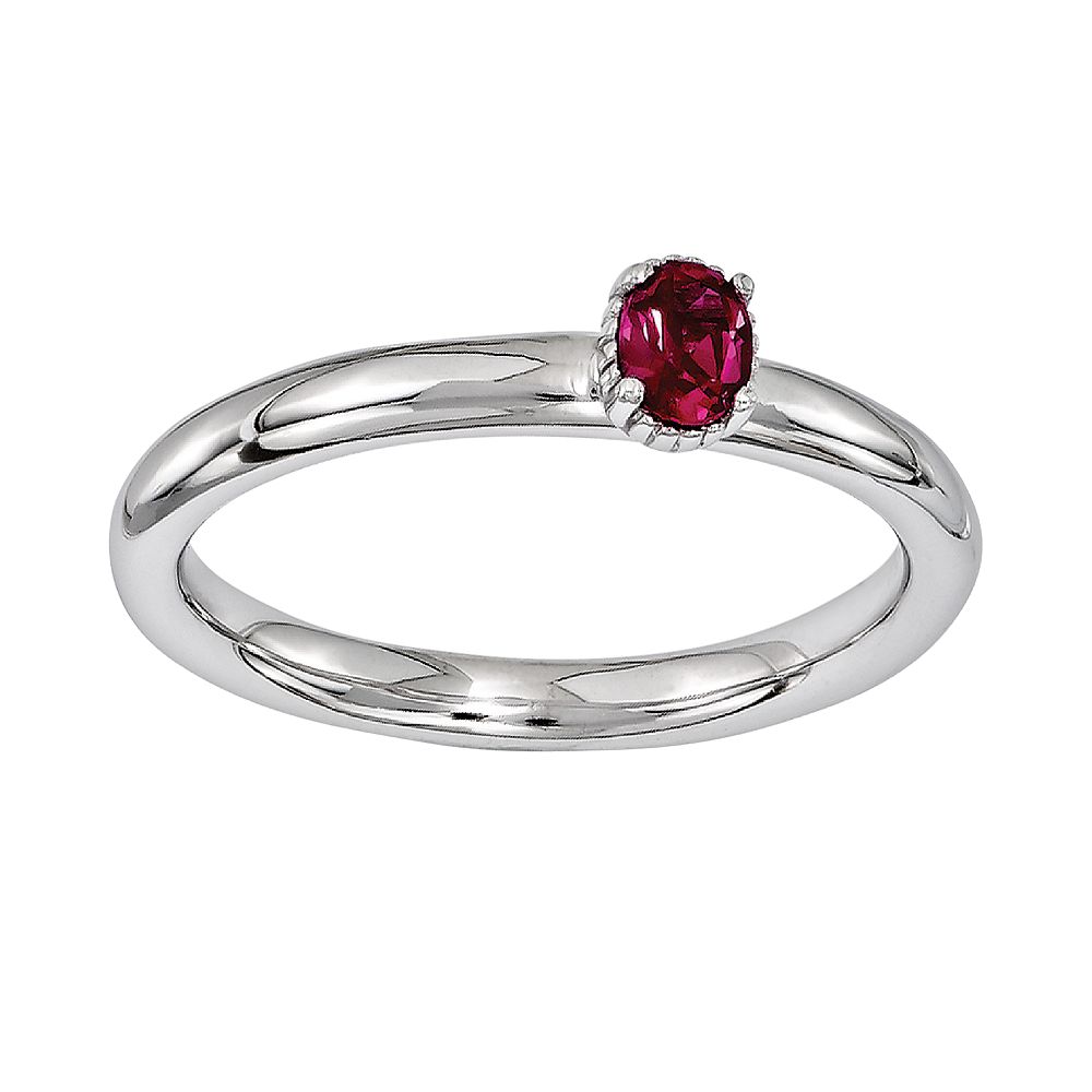Stacks & Stones Sterling Silver Lab-Created Ruby Stack Ring