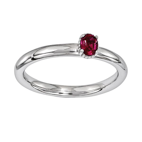 Stacks & Stones Sterling Silver Lab-Created Ruby Stack Ring