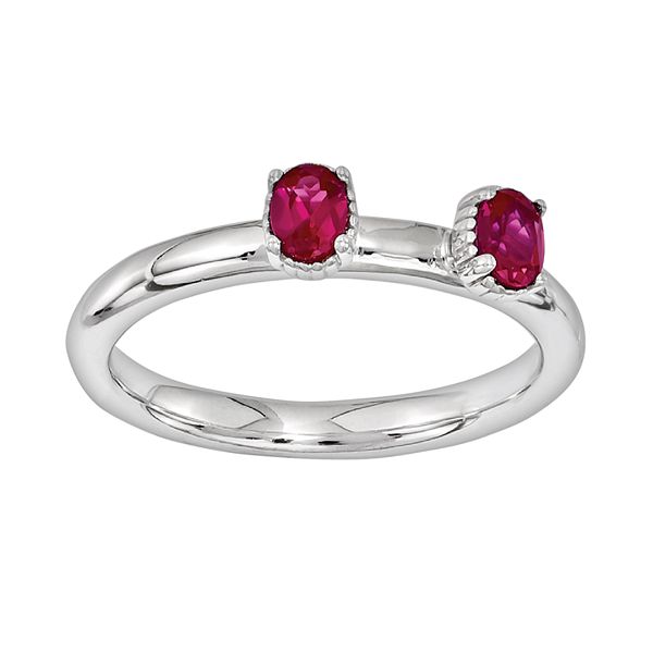Stacks & Stones Sterling Silver Lab-Created Ruby Stack Ring