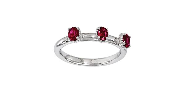 Stacks and Stones Sterling Silver Lab-Created Ruby Stack Ring
