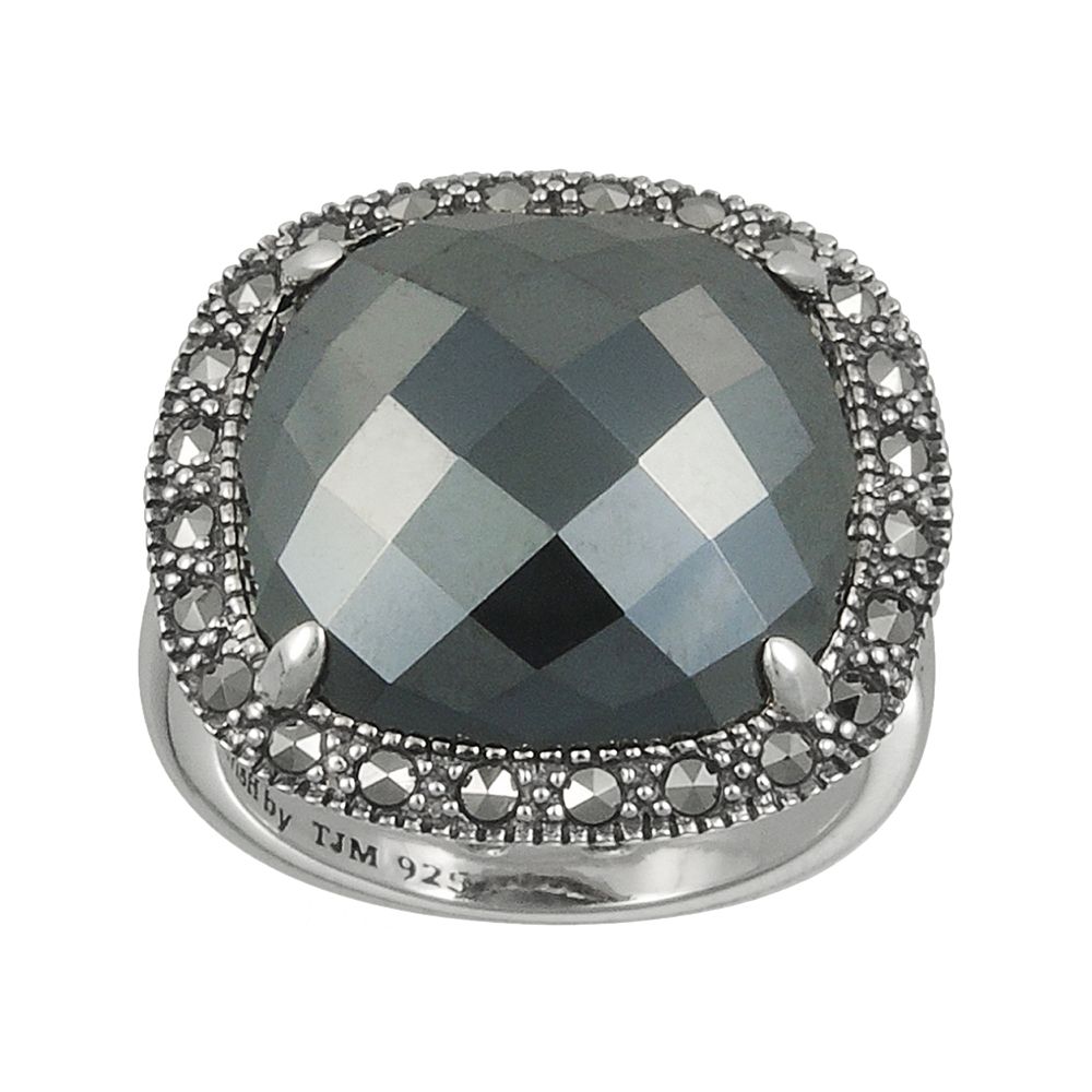 Lavish by TJM Sterling Silver Hematite Square Ring
