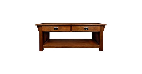 Leick Furniture 2-Drawer Medium Oak Finish Coffee Table