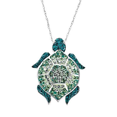 Artistique Sterling Silver Crystal Turtle Pendant