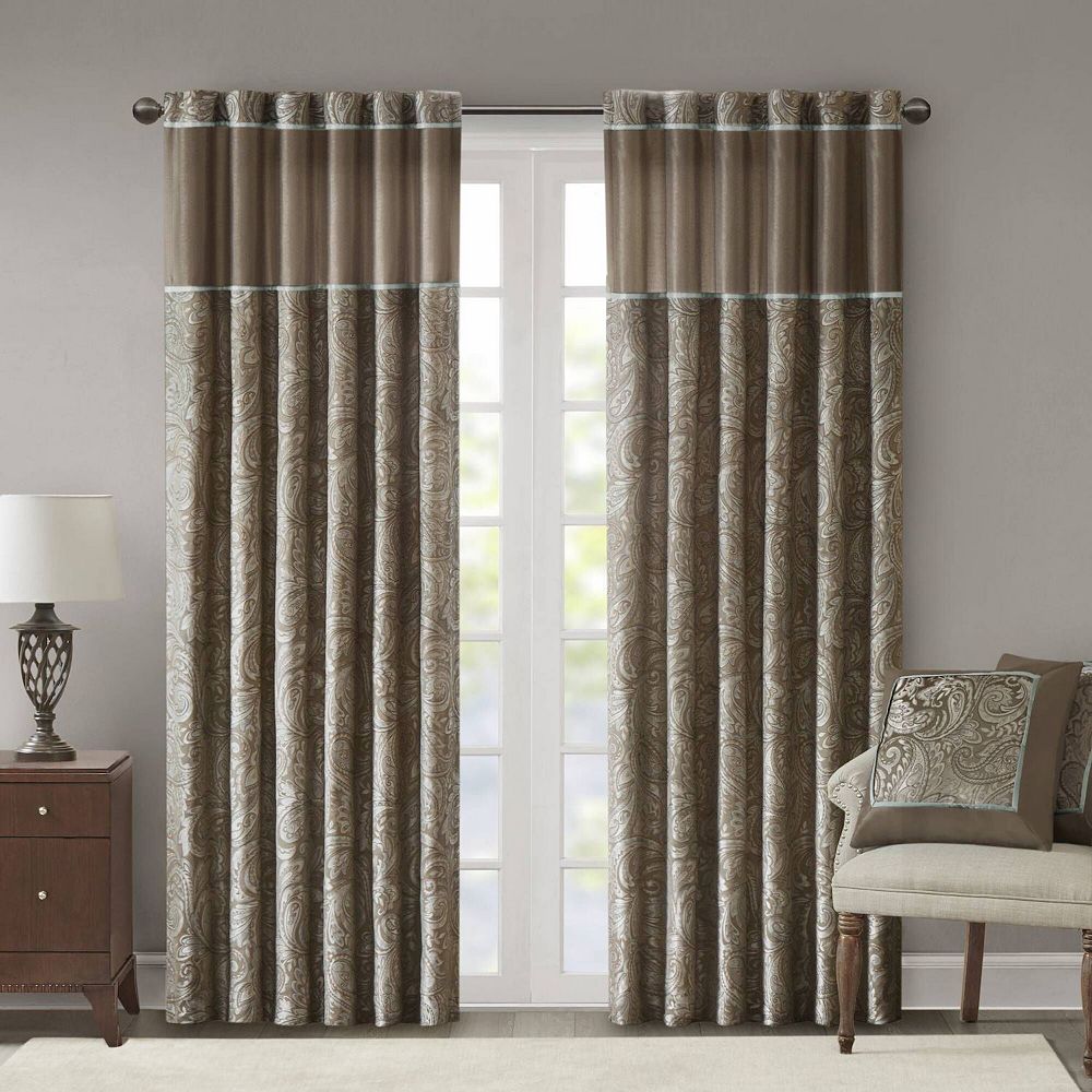 Madison Park 2-Pack Whitman Light Filtering Faux Silk Jacquard Rod ...