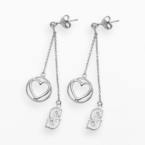 LogoArt Seattle Mariners Beloved Sterling Silver Linear Drop Earrings