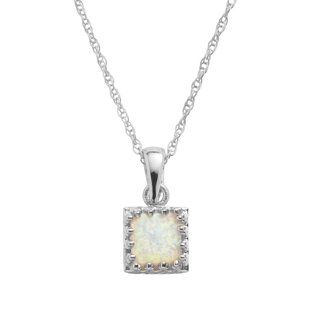 Designs by Gioelli Sterling Silver Lab-Created Opal Square Pendant