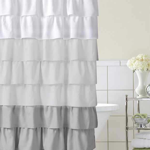 Grey Ruffle Shower Curtain