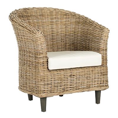 Safavieh Omni Rattan Barrel Chair in Natural Unfinished White Safavieh FOX6501C