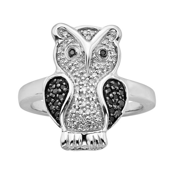 Jewelexcess Sterling Silver Two-Tone 1/4-ct. T.W. Black and White ...