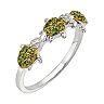 Sterling Silver Two-Tone 1/4-ct. T.W. Green and White Diamond Turtle Ring