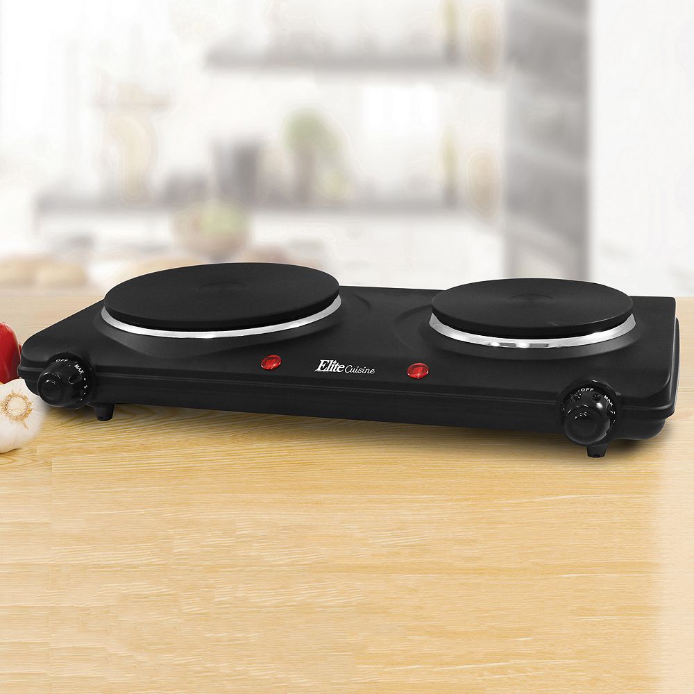 Elite Cuisine Electric Cast-Iron Double-Burner Buffet Server