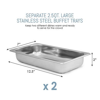 Elite Gourmet Stainless Steel Electric Double Buffet Server
