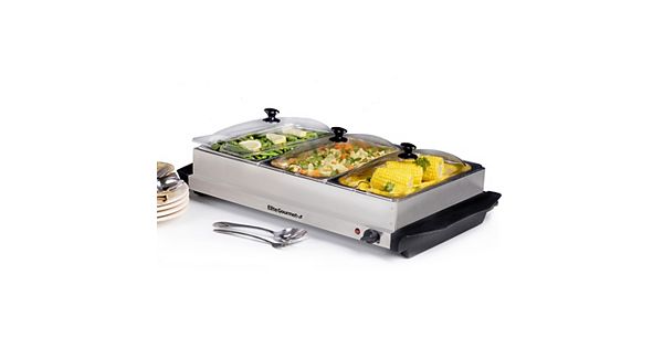 Elite Platinum Stainless Steel Electric Triple Buffet Server