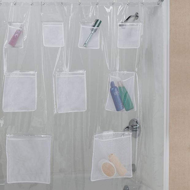 Mesh Pockets Shower Curtains