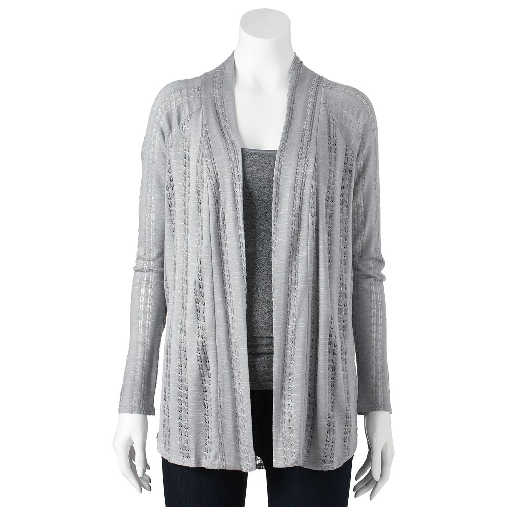 Candie's® Open-Front Pointelle Cardigan - Juniors