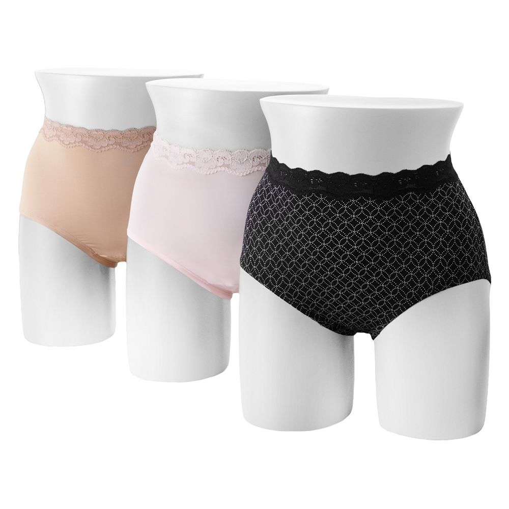 Olga Without a Stitch 3-pk. Lace-Trim Microfiber Briefs 23367J - Women's