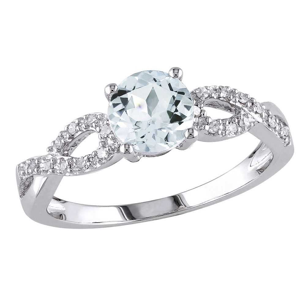 Stella Grace Aquamarine and Diamond Accent Infinity Engagement Ring in ...