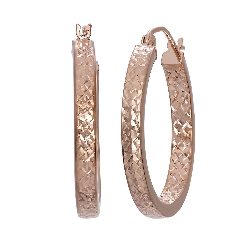 Jordan Blue 14k Rose Gold Textured Hoop Earrings