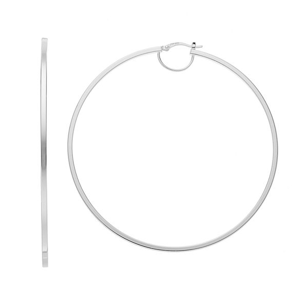 Silver Classics Sterling Silver Square Tube Hoop Earrings