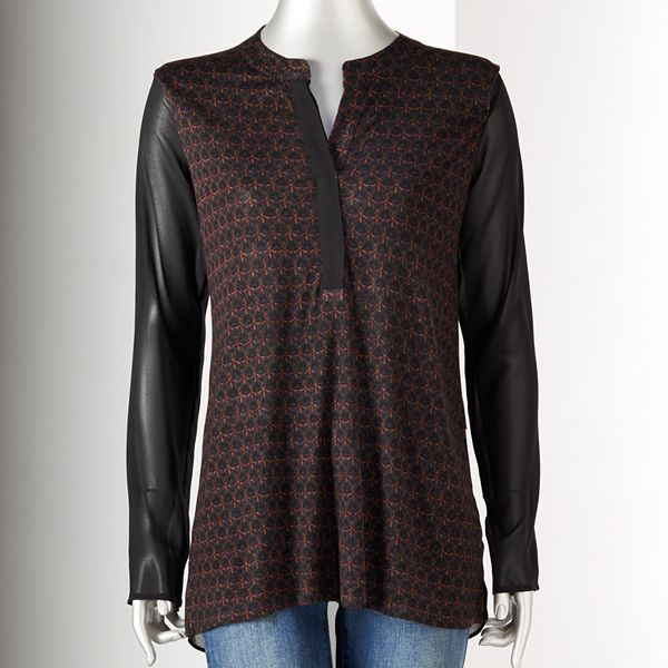 Simply Vera Vera Wang Mixed-Media Top - Womens