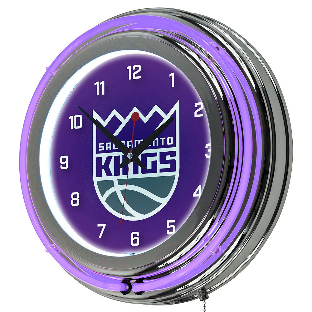 Sacramento Kings Chrome Double-Ring Neon Wall Clock