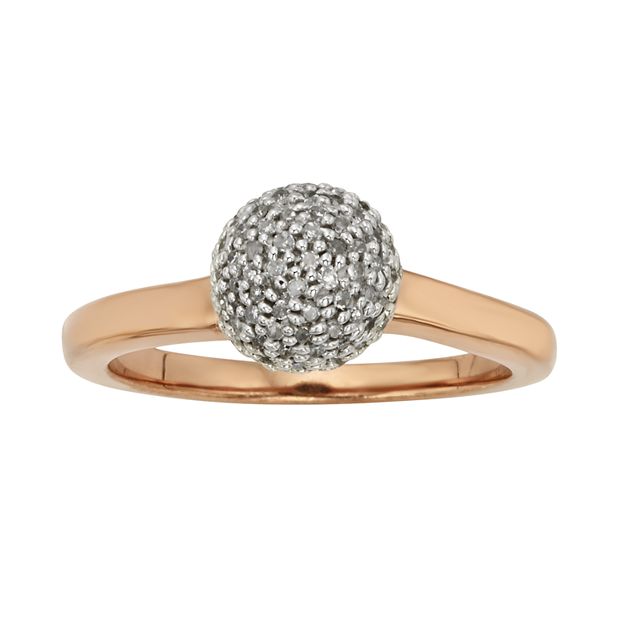 Jewelexcess Pink Rhodium Plated Sterling Silver 1 4 ct. T.W. Diamond Ball Ring