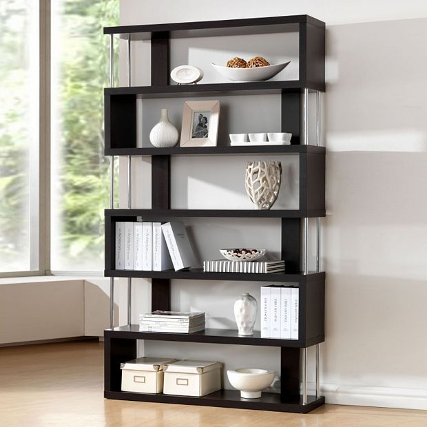 Baxton Studio Barnes Dark Brown Six Shelf Modern Bookcase