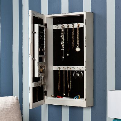 Southern Enterprises Ivana Mirrored Wall Mount Jewelry Armoire