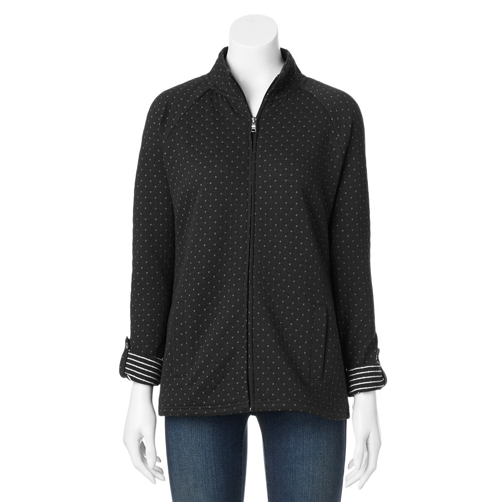 Women's Croft & Barrow® Jacquard Roll-Tab Jacket