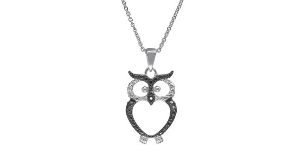 Sophie Miller Sterling Silver Two Tone Owl Pendant Necklace