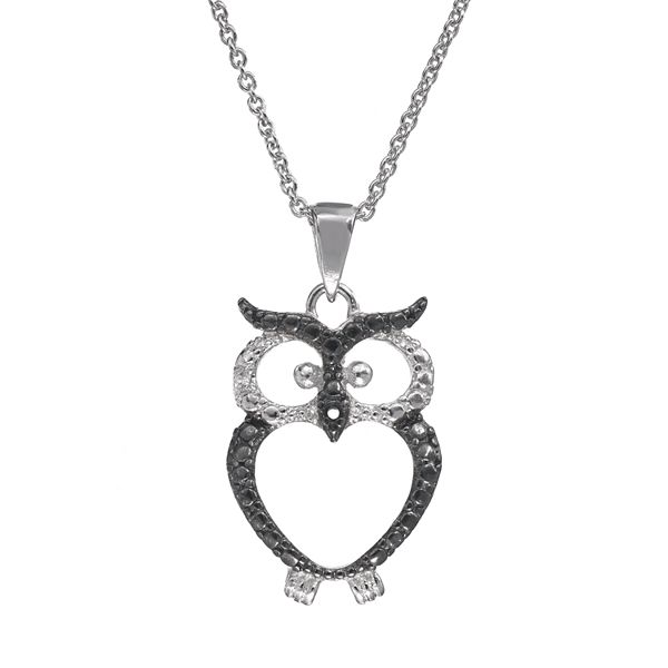 Sophie Miller Sterling Silver Two Tone Owl Pendant Necklace