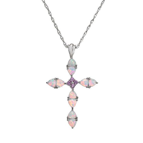 Classic Treasures Lab-Created Opal and Lab-Created Pink Sapphire ...