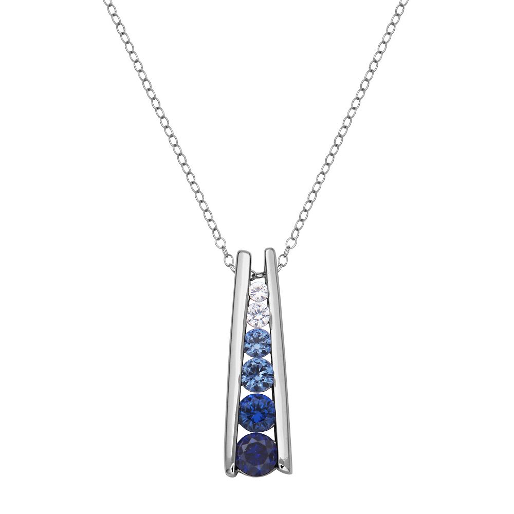 Classic Treasures Lab-Created Blue and White Sapphire Sterling Silver ...